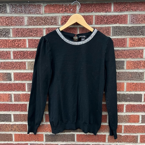 Bydesign | Sweaters | Bydesign Black Silver Neck Hem Keyhole Back ...
